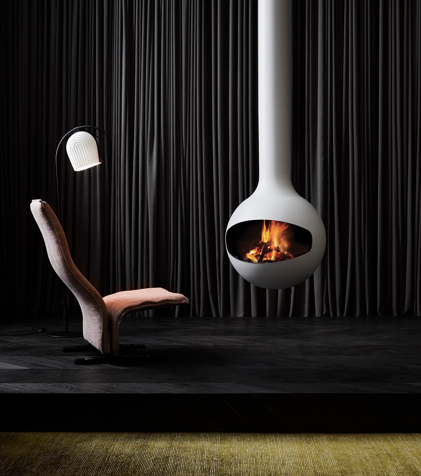 Focus Bathyscafocus Modern Round Wood Fireplace | Oblica